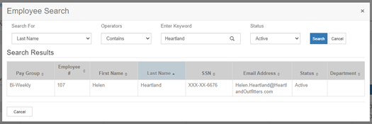 Employee Search & New Employee Entry Options – My Account