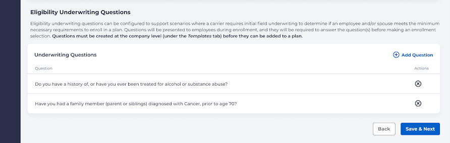 How to Set Up Eligibility Underwriting Questions – My Account