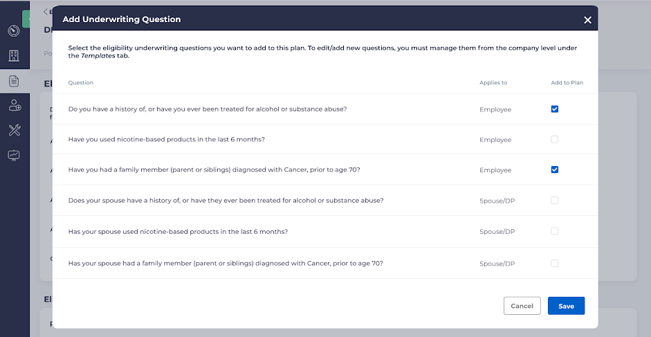 How to Set Up Eligibility Underwriting Questions – My Account