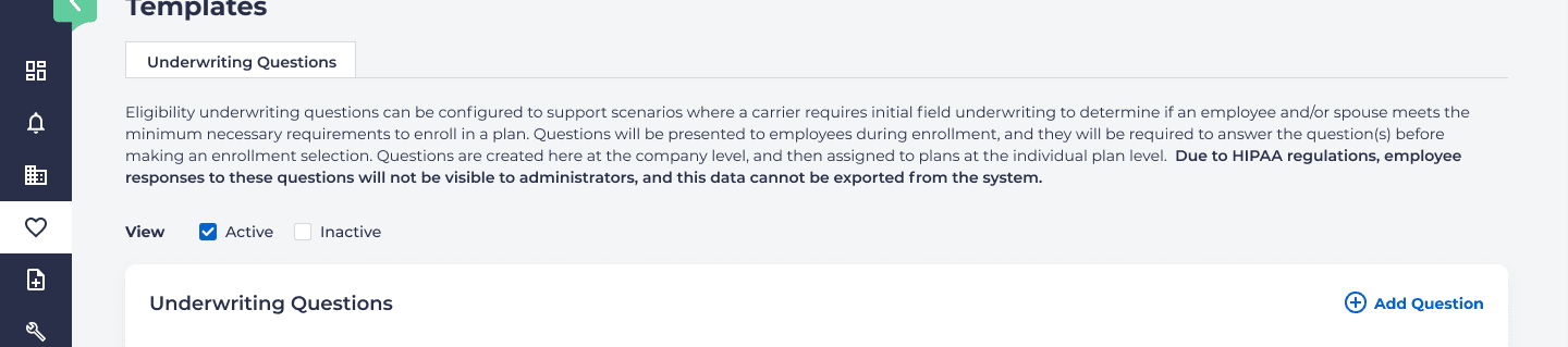 How to Set Up Eligibility Underwriting Questions – My Account