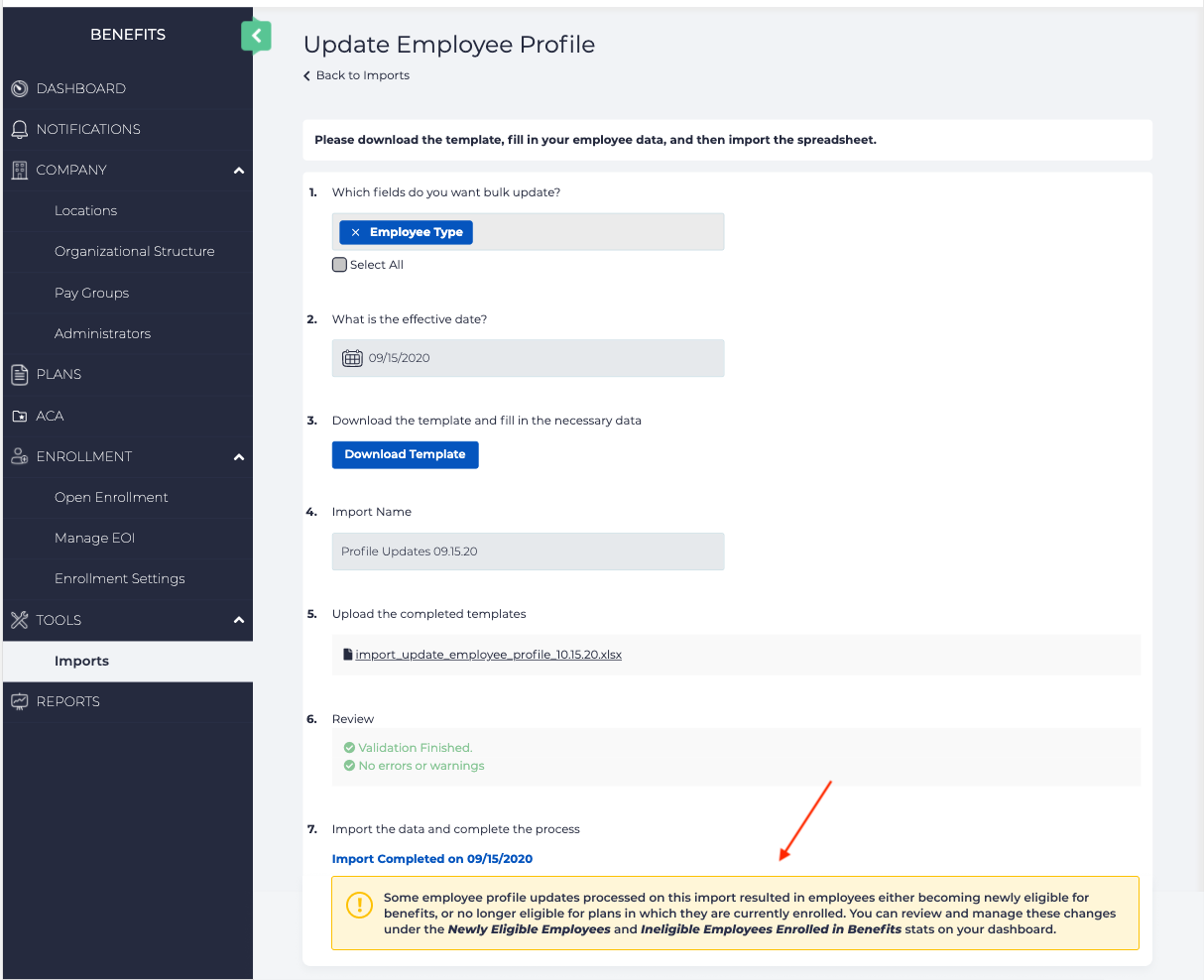 Import Changes – My Account Import Changes – My Account