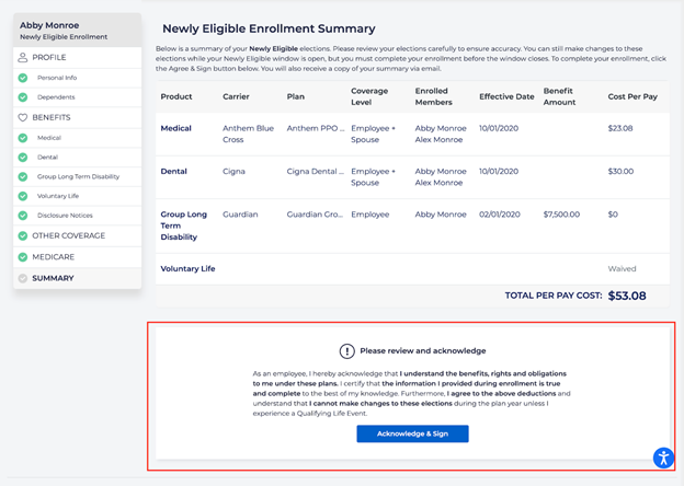 How to Create a Custom Enrollment Summary – My Account