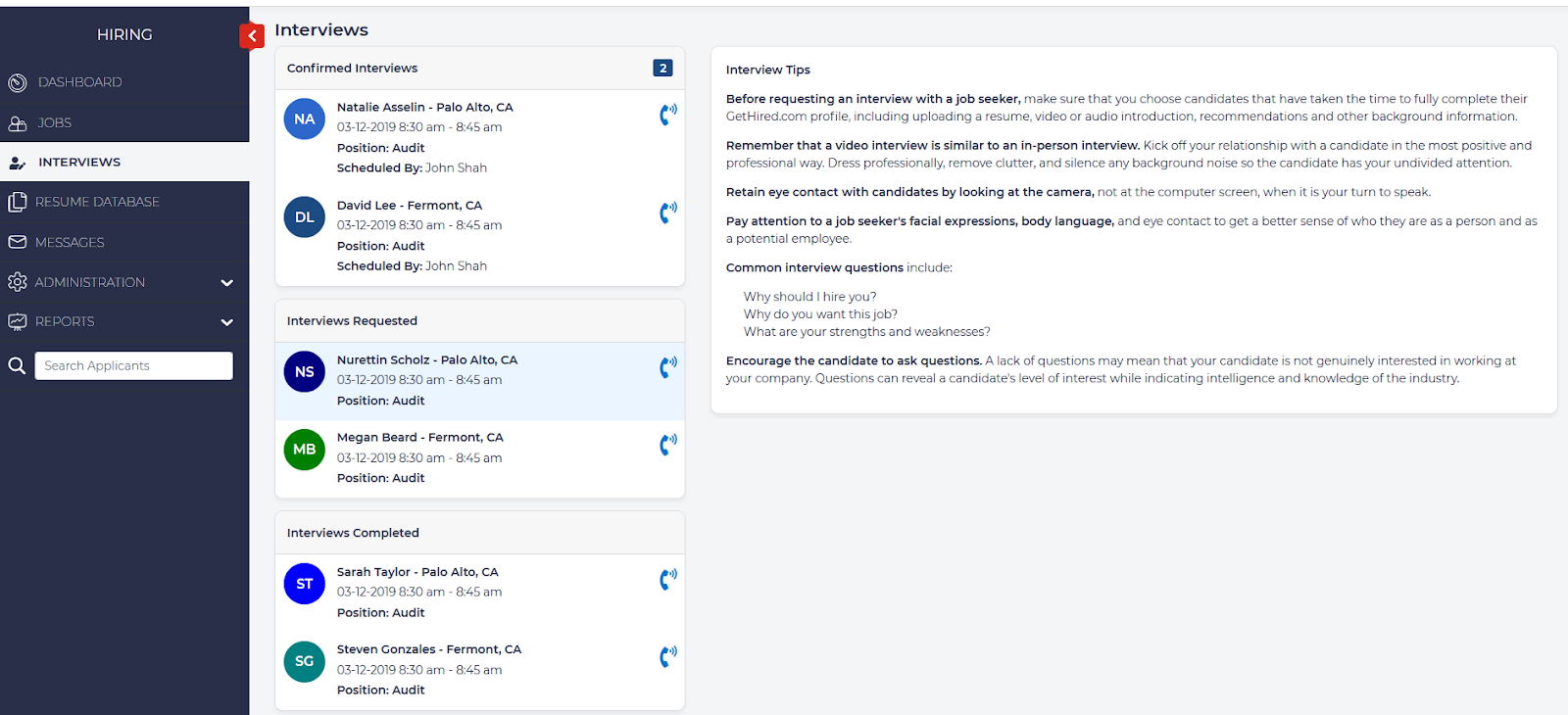 The Interviews Page – My Account