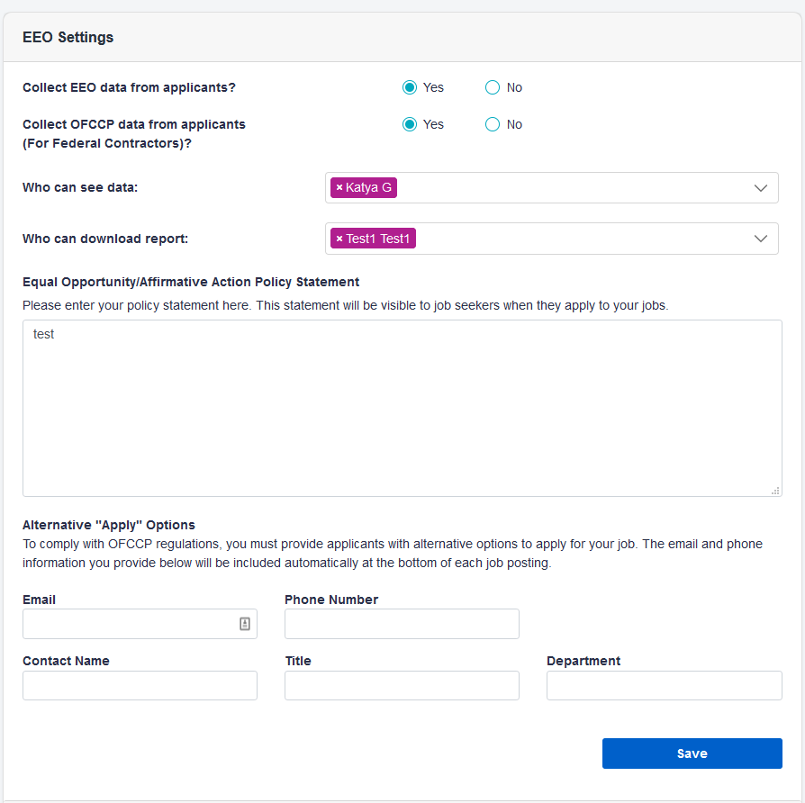 How to setup EEO/OFCCP data collection – My Account
