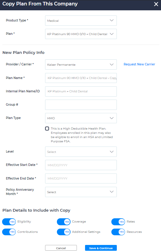 Setting Up a New Plan – My Account