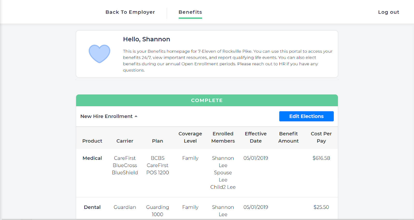 Employee Benefits Enrollment Process – My Account