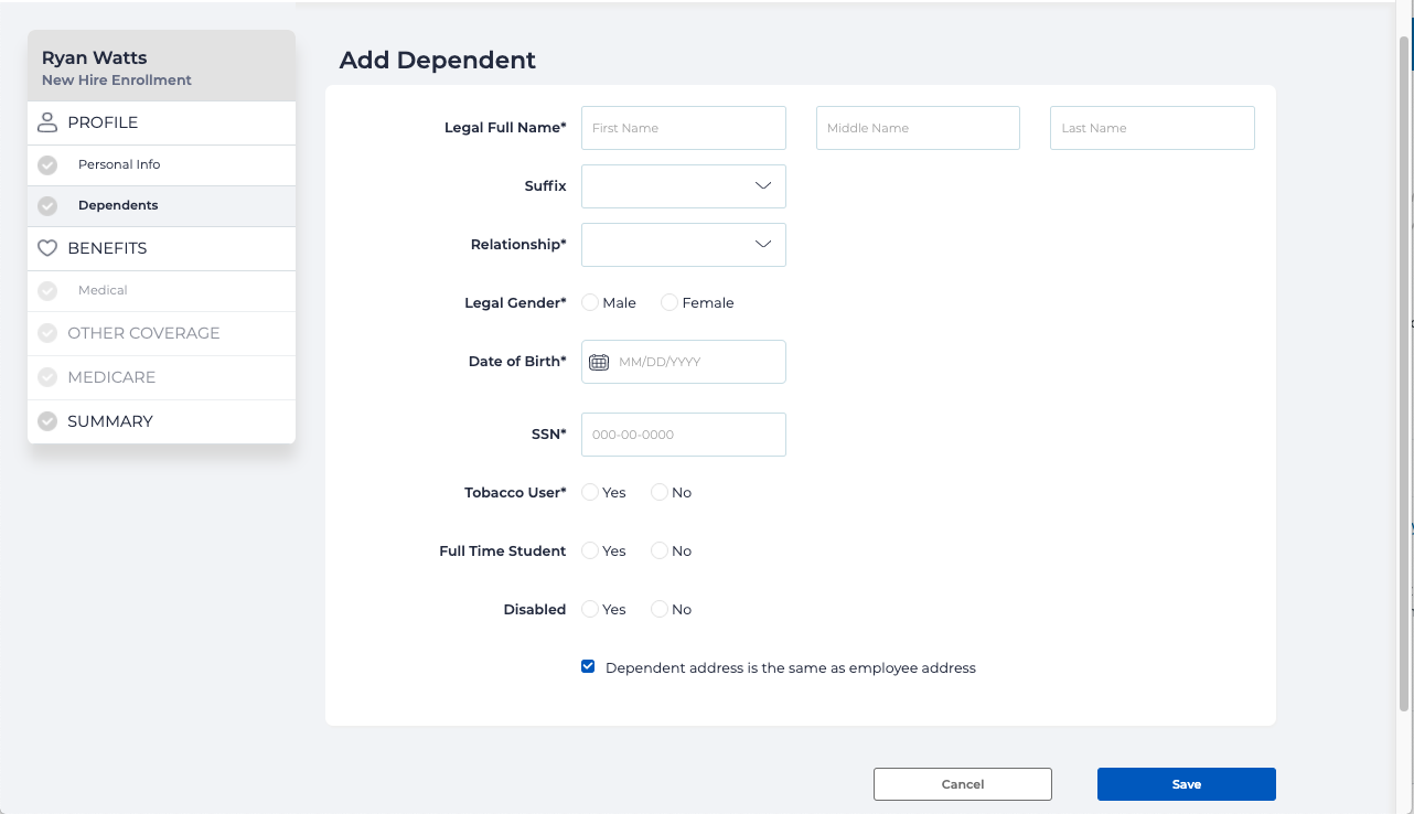 Employee Benefits Enrollment Process – My Account