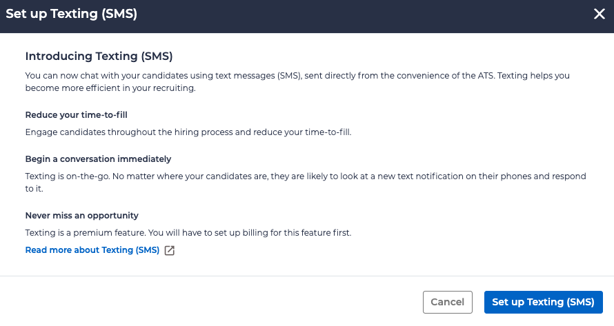 Texting (SMS) Administration – My Account