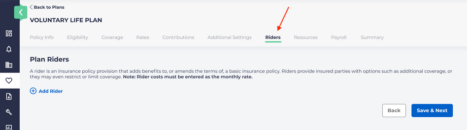 Setting up Plan Riders – My Account