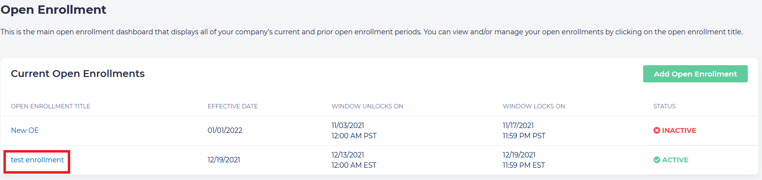 How to Set Up Open Enrollment – My Account