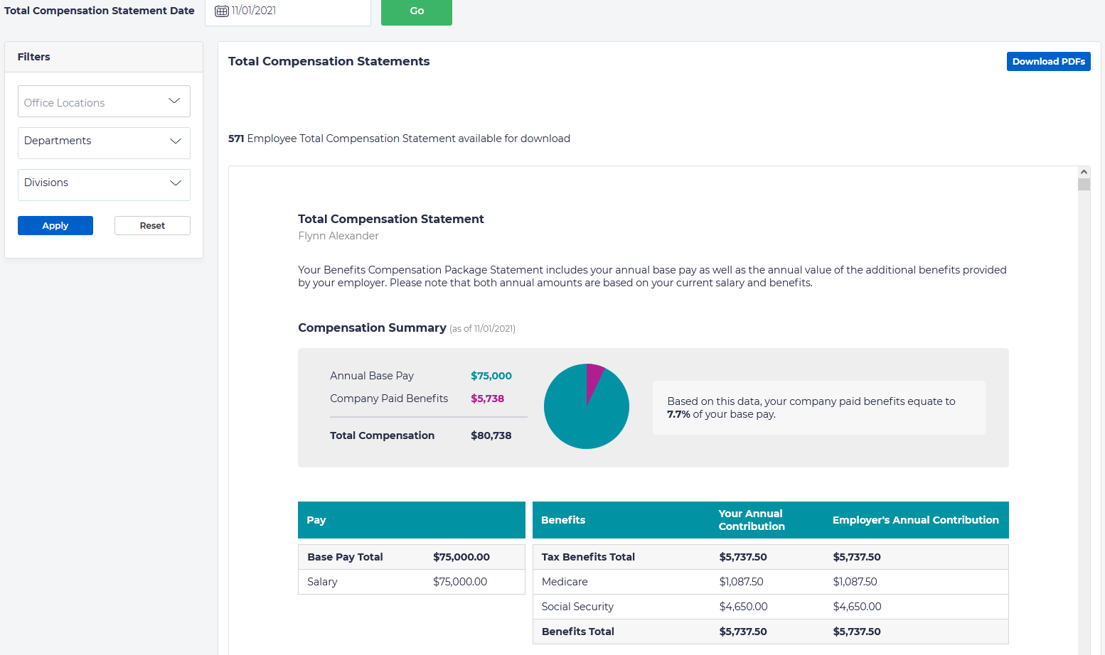 Report - Total Compensation Statement – My Account